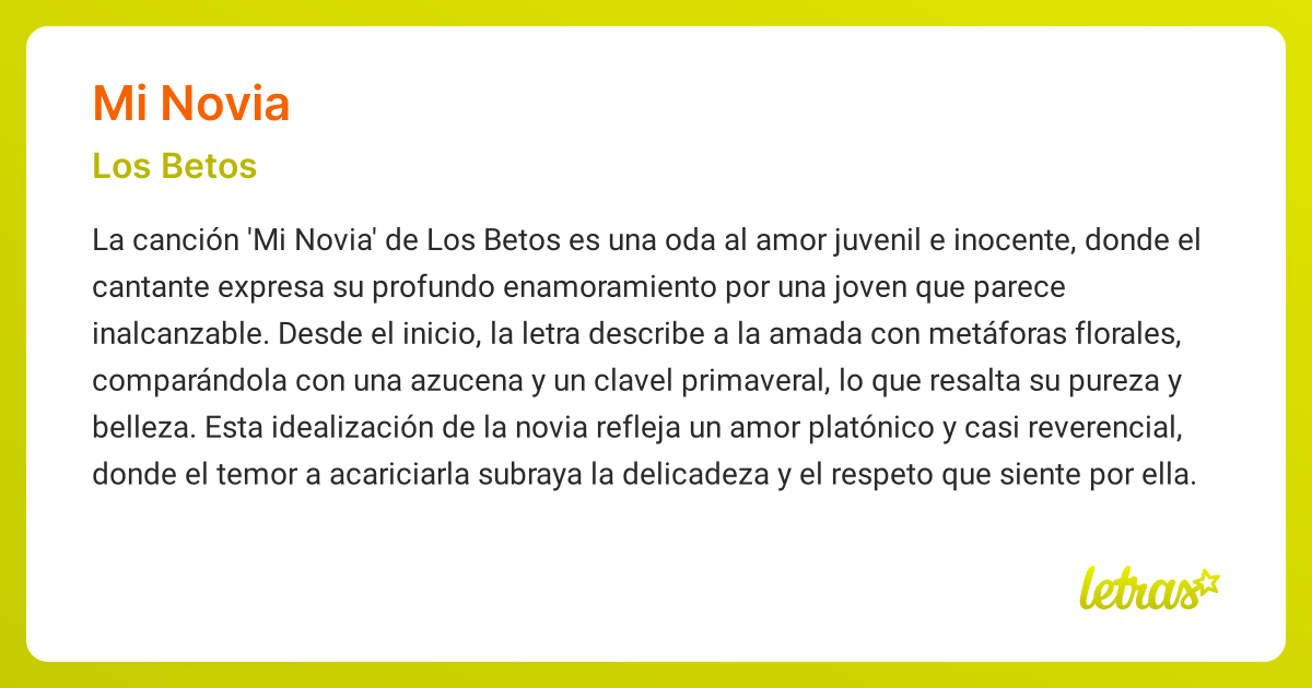 Significado de la canción MI NOVIA (Los Betos) - LETRAS.COM