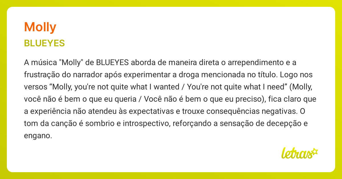 Significado da música MOLLY (BLUEYES) - LETRAS.MUS.BR