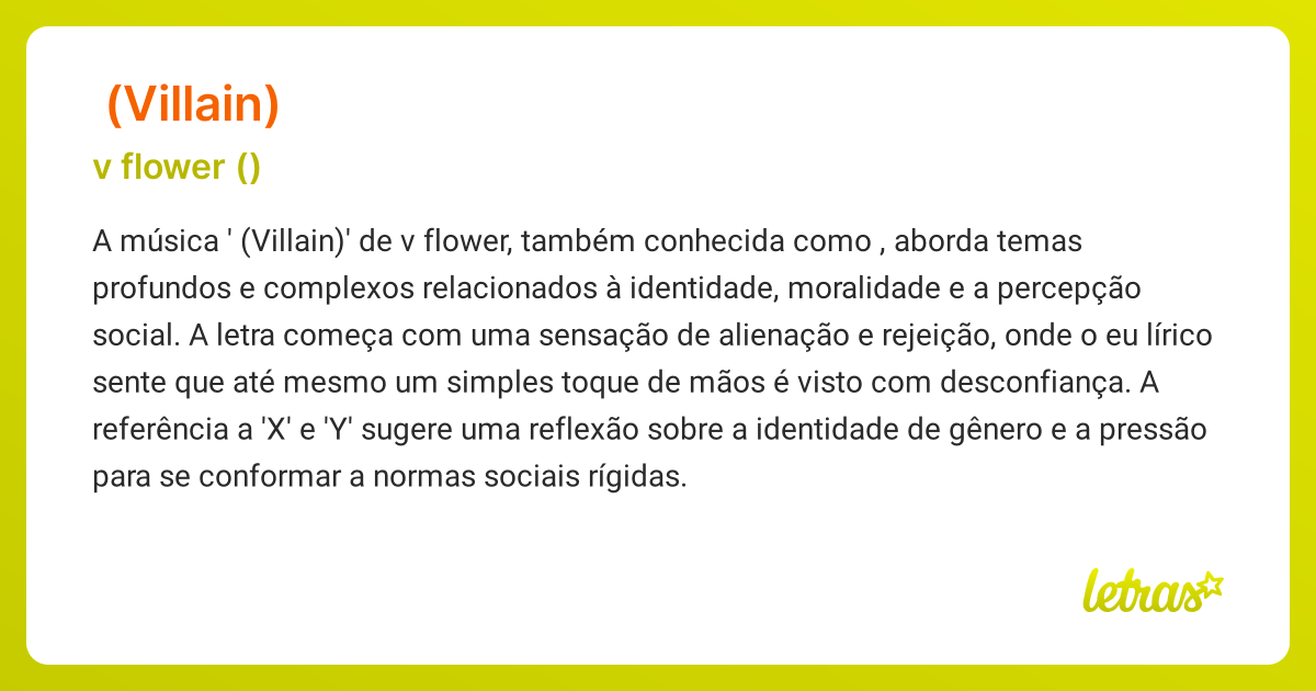 Significado da música ヴィラン (VILLAIN) (v flower (ブイフラワ)) - LETRAS.MUS.BR