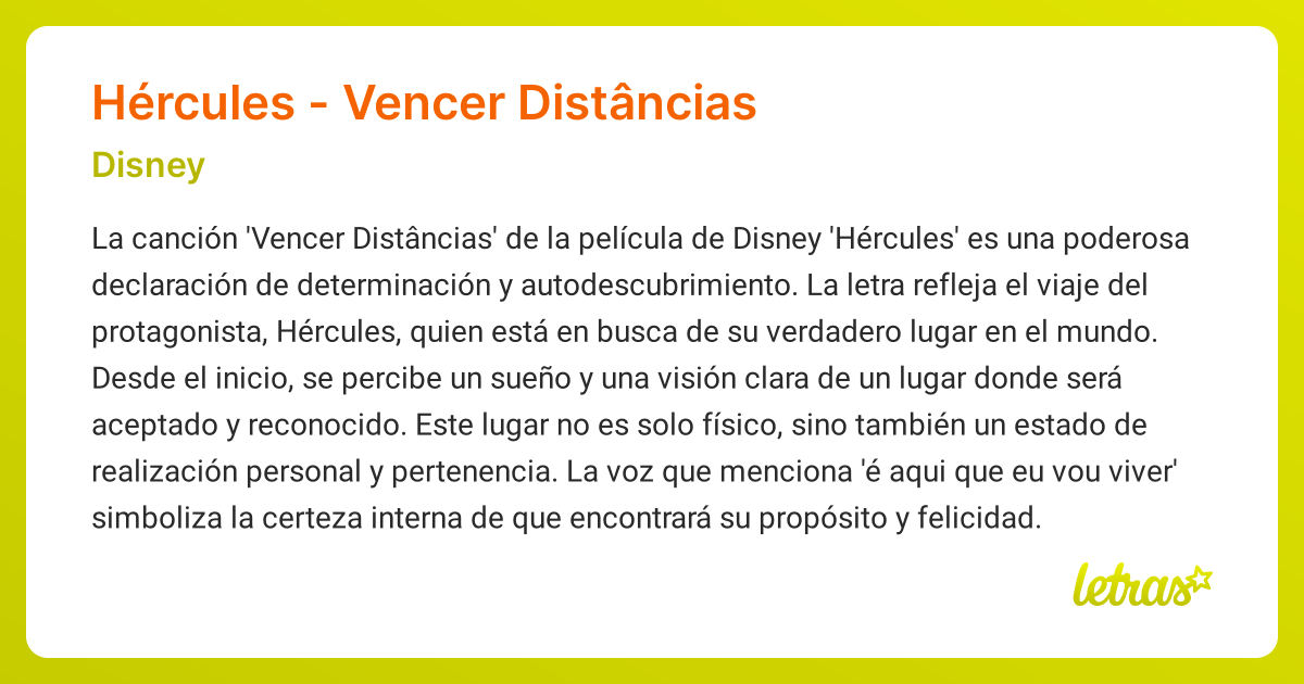 Significado de la canción HÉRCULES - VENCER DISTÂNCIAS (Disney ...