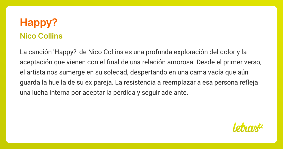 Significado de la canción HAPPY? (Nico Collins) - LETRAS.COM