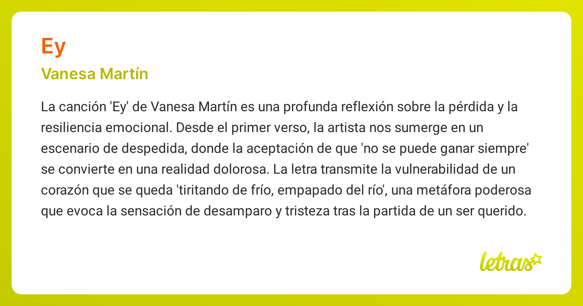 Significado de la canción EY (Vanesa Martín) - LETRAS.COM