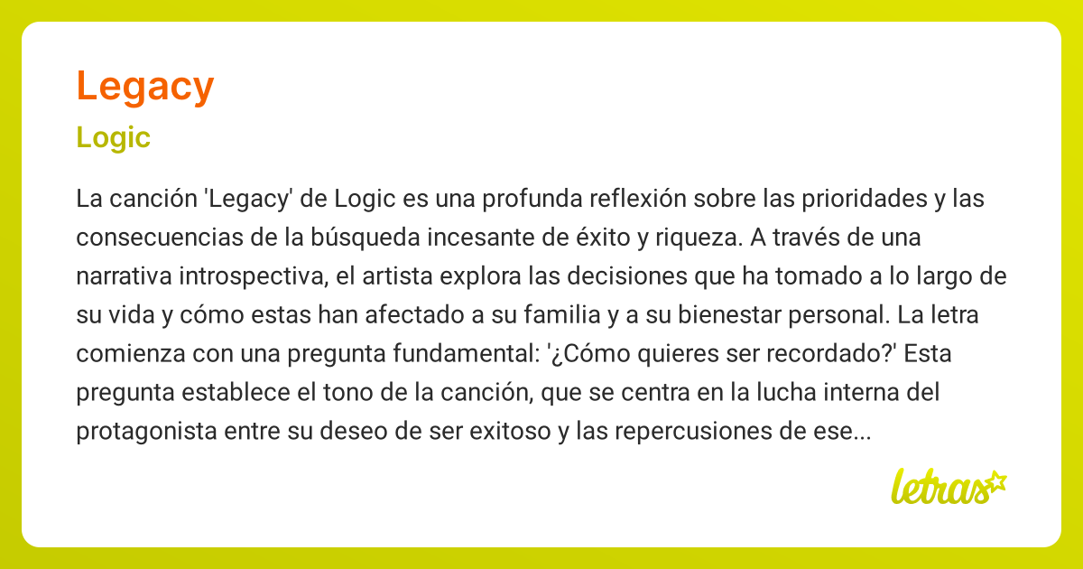 Significado de la canción LEGACY (Logic) - LETRAS.COM