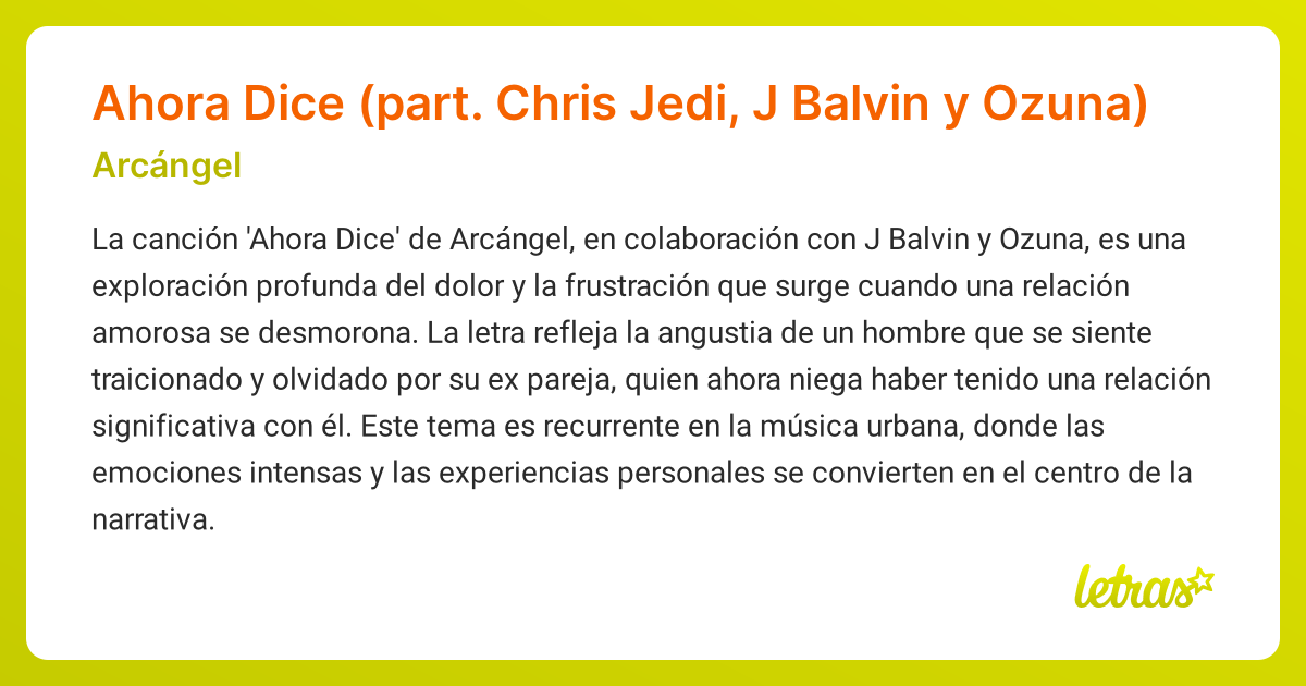 Significado de la canción Ahora Dice (part. Chris Jedi, J Balvin y ...