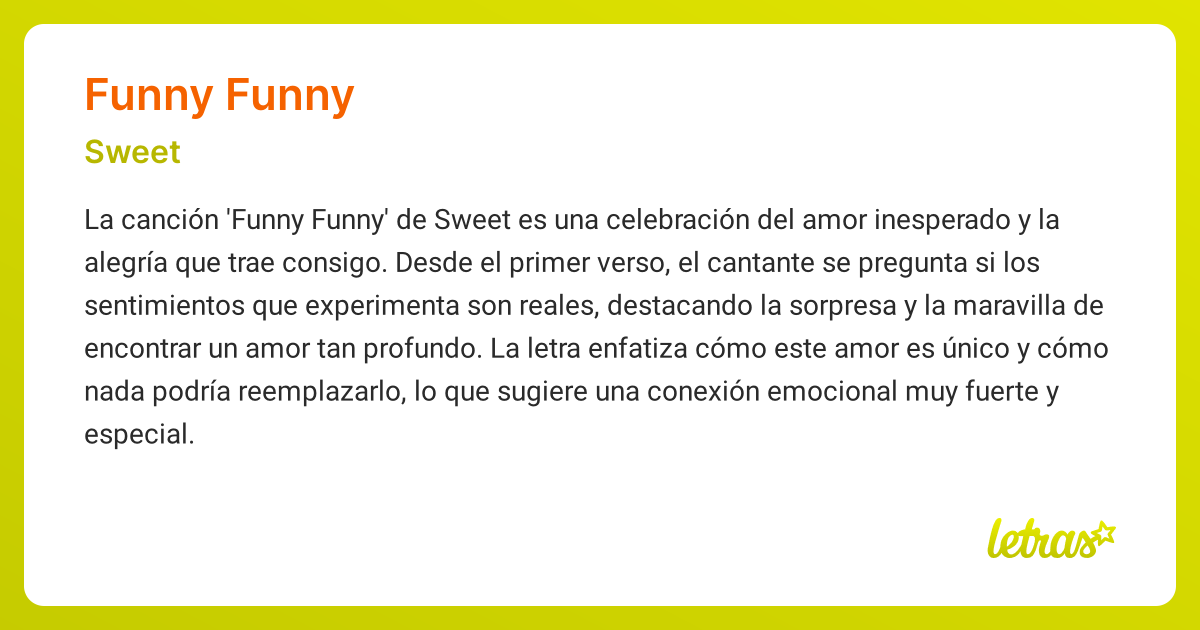 Significado de la canción FUNNY FUNNY (Sweet) - LETRAS.COM