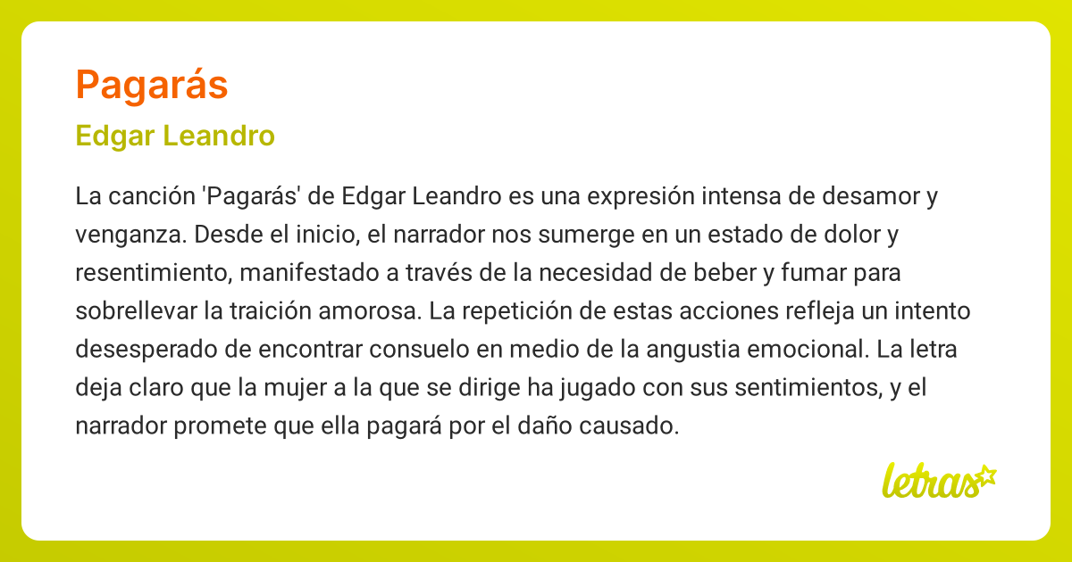 Significado de la canción PAGARÁS (Edgar Leandro) - LETRAS.COM