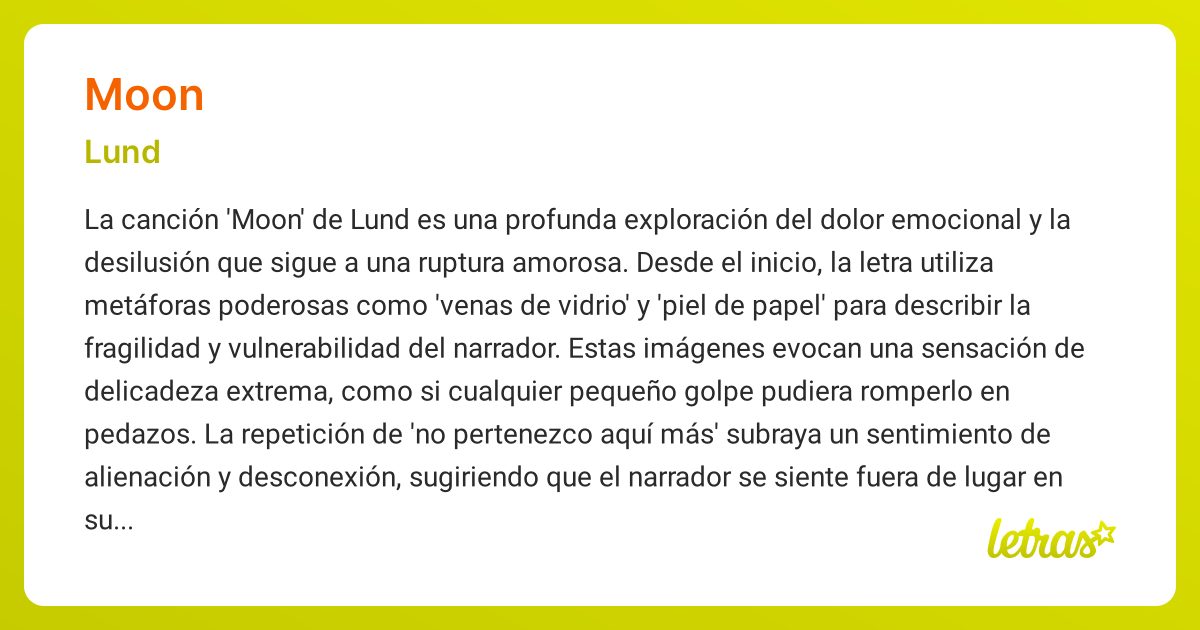 Significado de la canción MOON (Lund) - LETRAS.COM