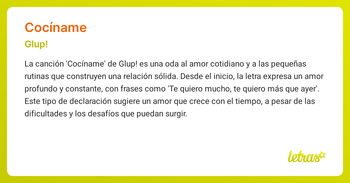 Significado de la canción COCÍNAME (Glup!) - LETRAS.COM