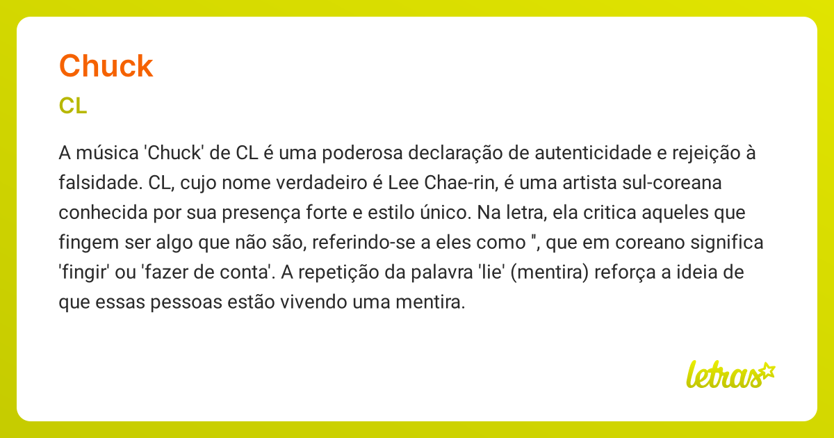 Significado da música CHUCK (CL) - LETRAS.MUS.BR
