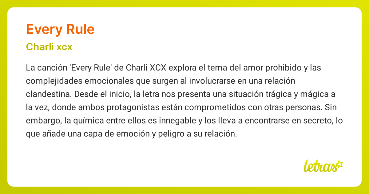 Significado de la canción EVERY RULE (Charli xcx) - LETRAS.COM