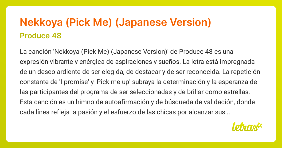 Significado de la canción Nekkoya (Pick Me) (Japanese Version) (Produce ...