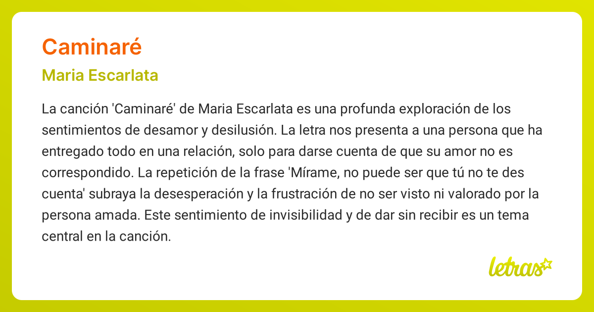 Significado de la canción CAMINARÉ (Maria Escarlata) - LETRAS.COM