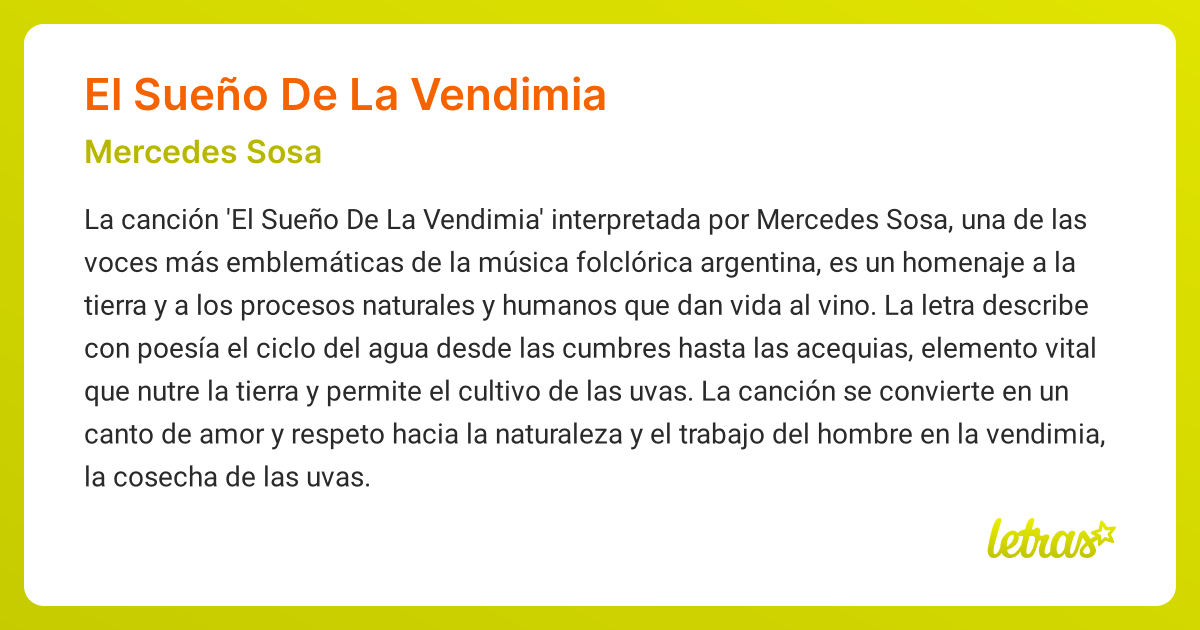 Significado de la canción EL SUEÑO DE LA VENDIMIA (Mercedes Sosa ...