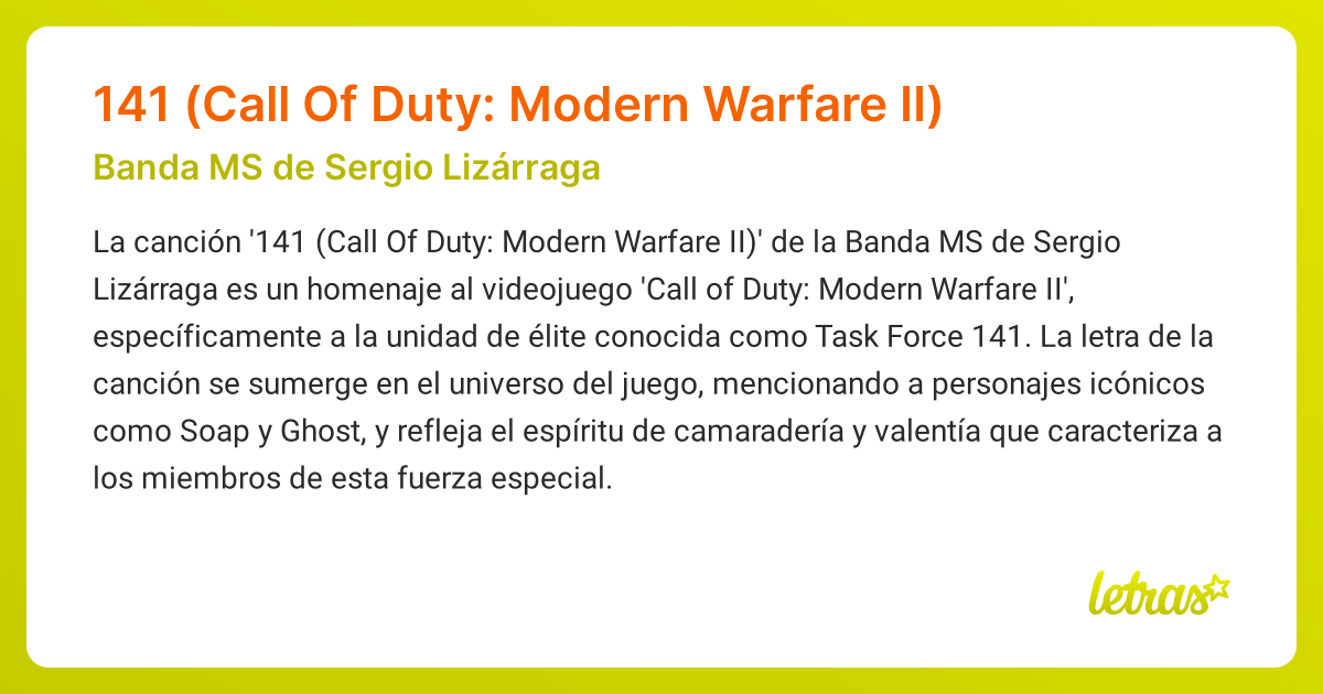 Significado de la canción 141 (Call Of Duty: Modern Warfare II) (Banda ...