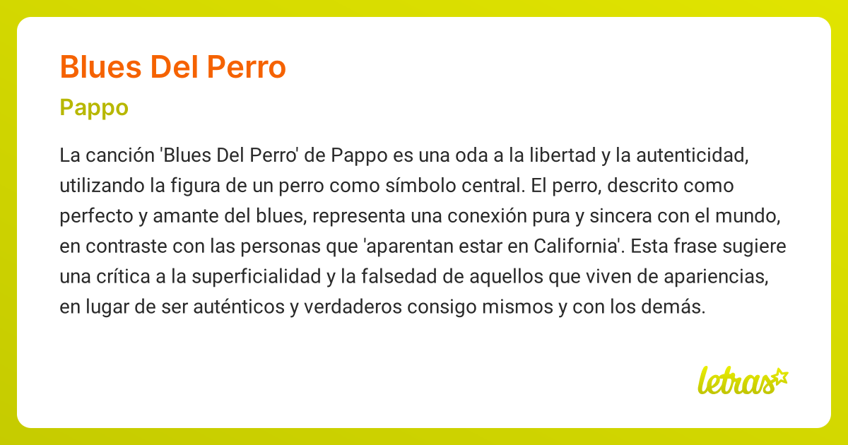 Significado de la canción BLUES DEL PERRO (Pappo) - LETRAS.COM