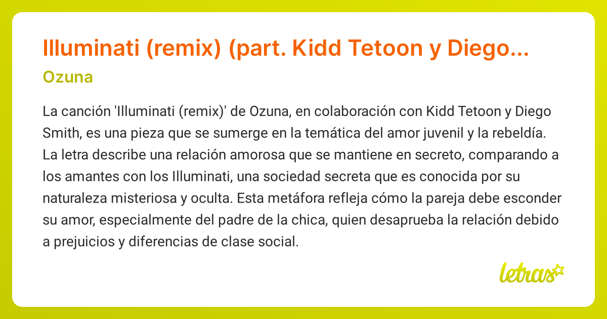 Significado de la canción Illuminati (remix) (part. Kidd Tetoon y Diego ...