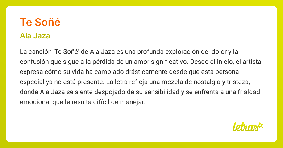 Significado de la canción TE SOÑÉ (Ala Jaza) - LETRAS.COM