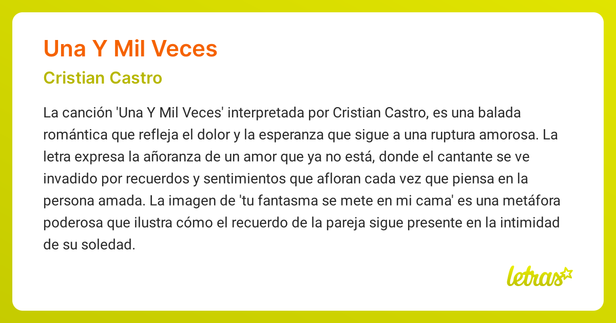 Significado de la canción UNA Y MIL VECES (Cristian Castro) - LETRAS.COM