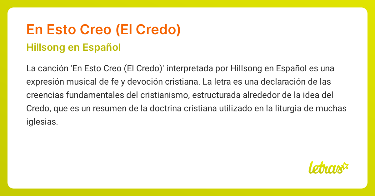 Significado de la canción EN ESTO CREO (EL CREDO) (Hillsong en Español ...