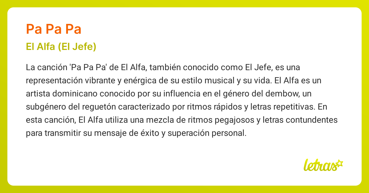 Significado de la canción PA PA PA (El Alfa (El Jefe)) - LETRAS.COM