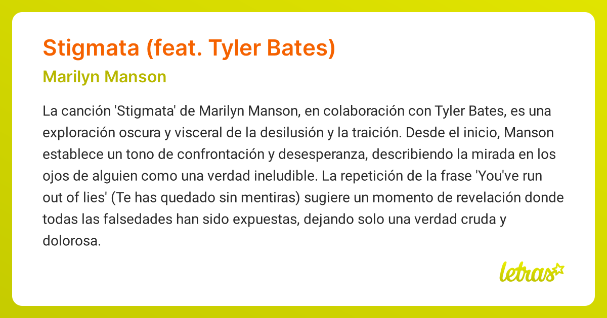 Significado de la canción STIGMATA (FEAT. TYLER BATES) (Marilyn Manson ...