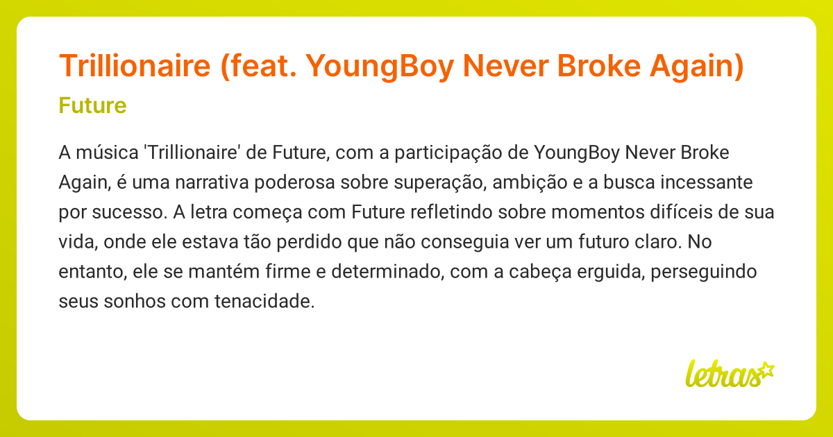 Significado da música Trillionaire (feat. YoungBoy Never Broke Again ...