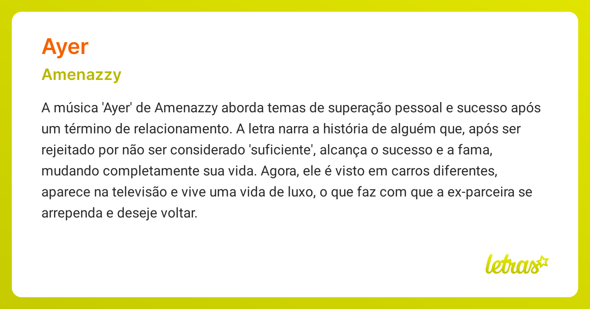 Significado da música AYER (Amenazzy) - LETRAS.MUS.BR