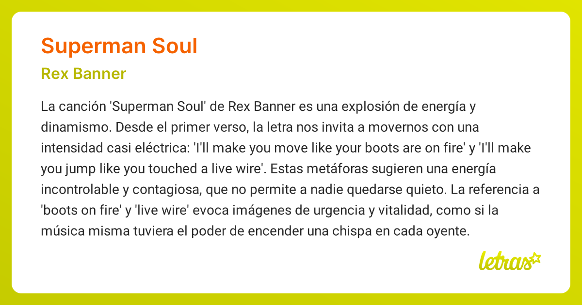 Significado de la canción SUPERMAN SOUL (Rex Banner) - LETRAS.COM