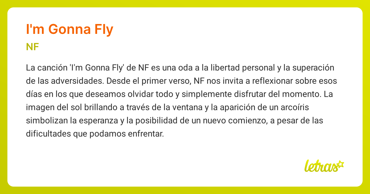 Significado de la canción I'M GONNA FLY (NF) - LETRAS.COM