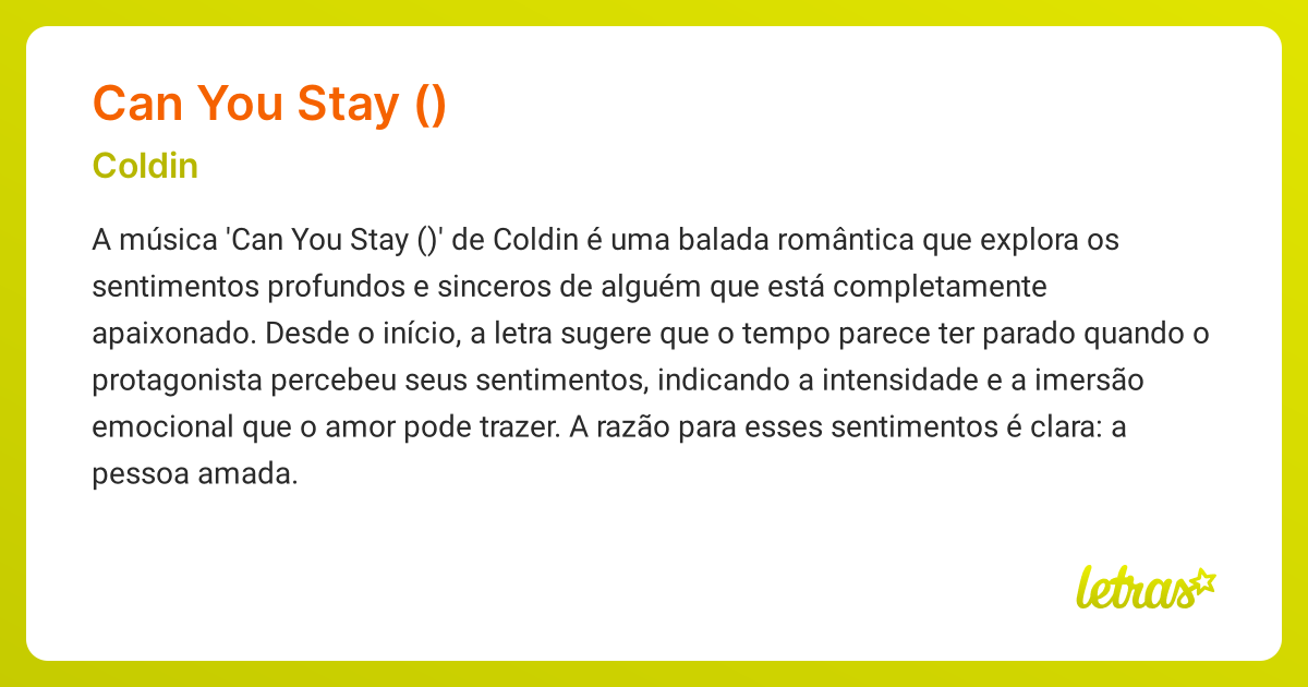 Significado da música CAN YOU STAY (꿈속에서) (Coldin) - LETRAS.MUS.BR