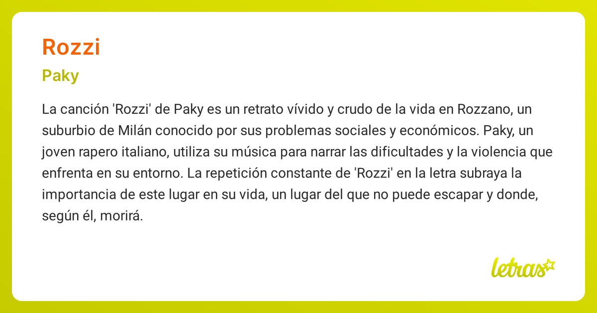 Significado de la canción ROZZI (Paky) - LETRAS.COM
