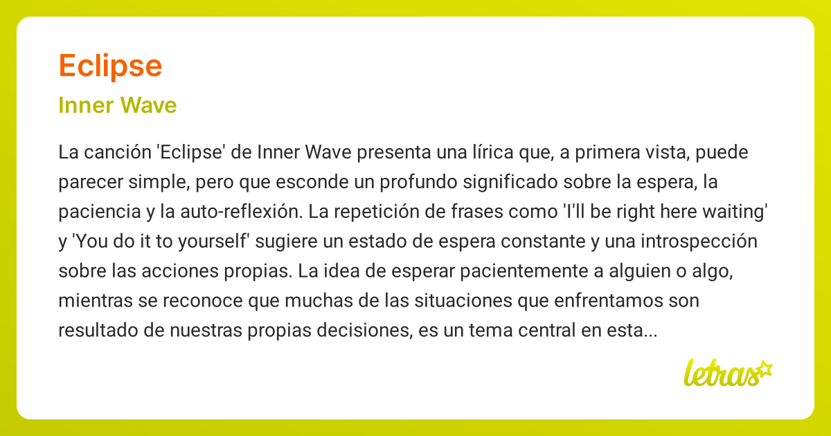 Significado de la canción ECLIPSE (Inner Wave) - LETRAS.COM