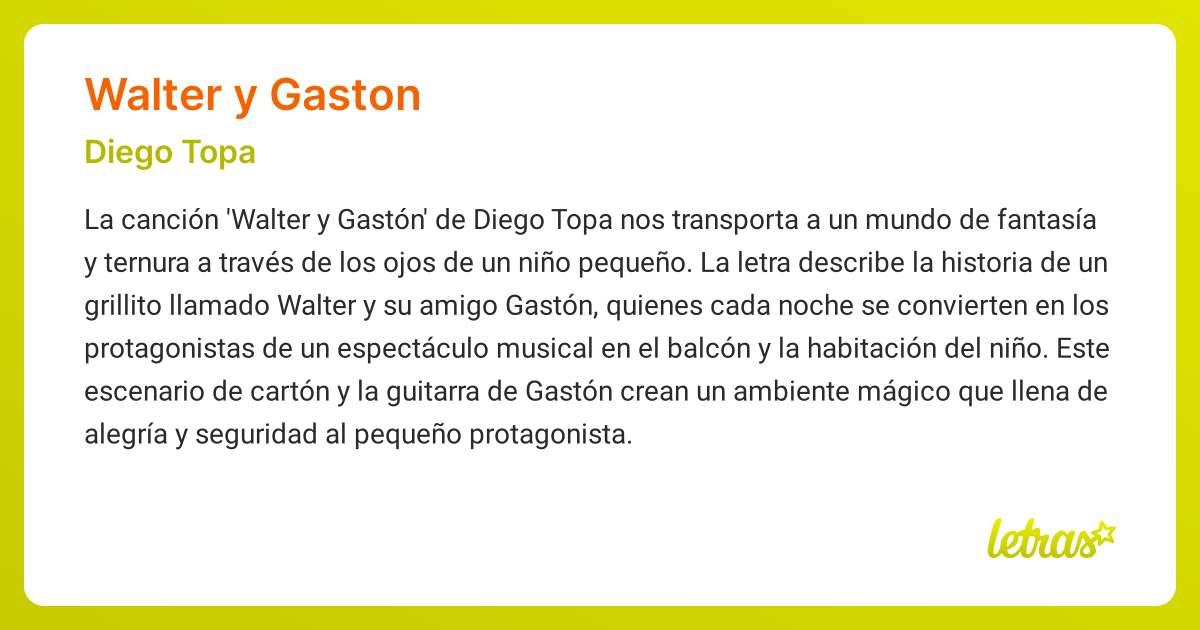 Significado de la canción WALTER Y GASTON (Diego Topa) - LETRAS.COM