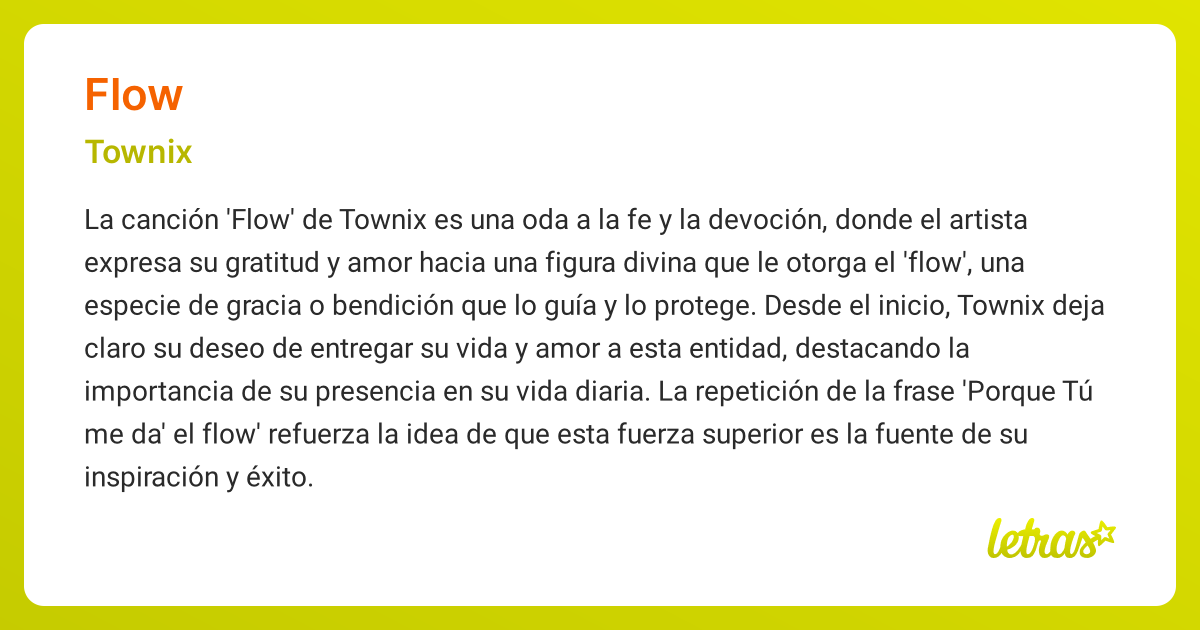Significado de la canción FLOW (Townix) - LETRAS.COM