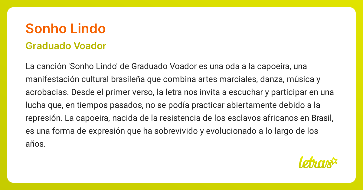 Significado de la canción SONHO LINDO (Graduado Voador) - LETRAS.COM