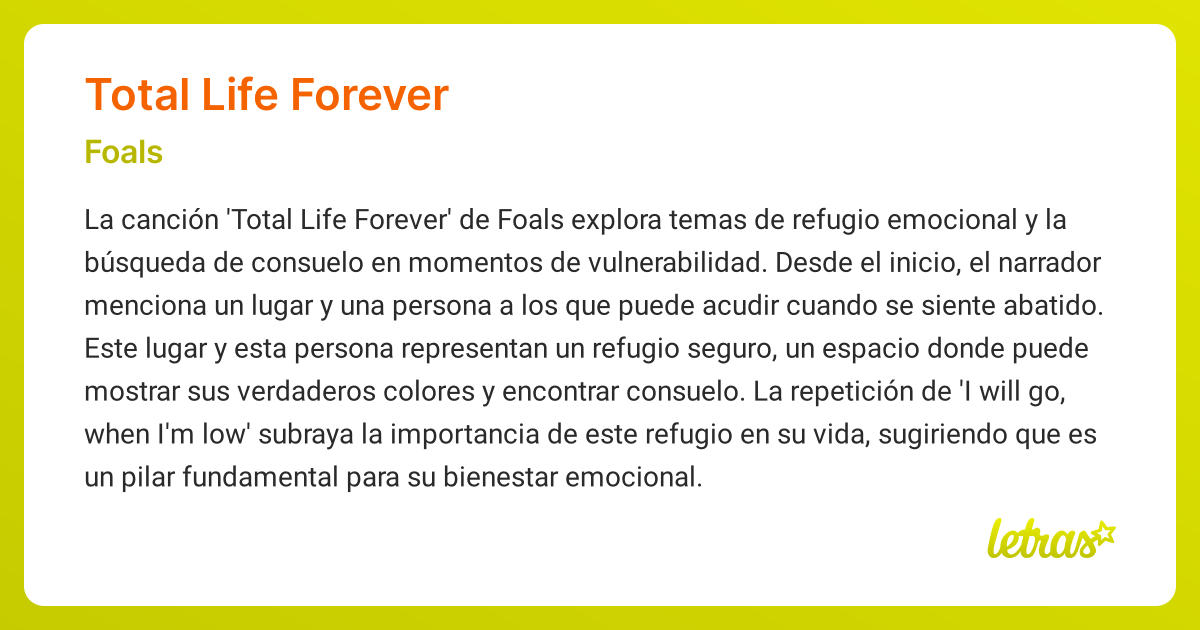 Significado de la canción TOTAL LIFE FOREVER (Foals) - LETRAS.COM