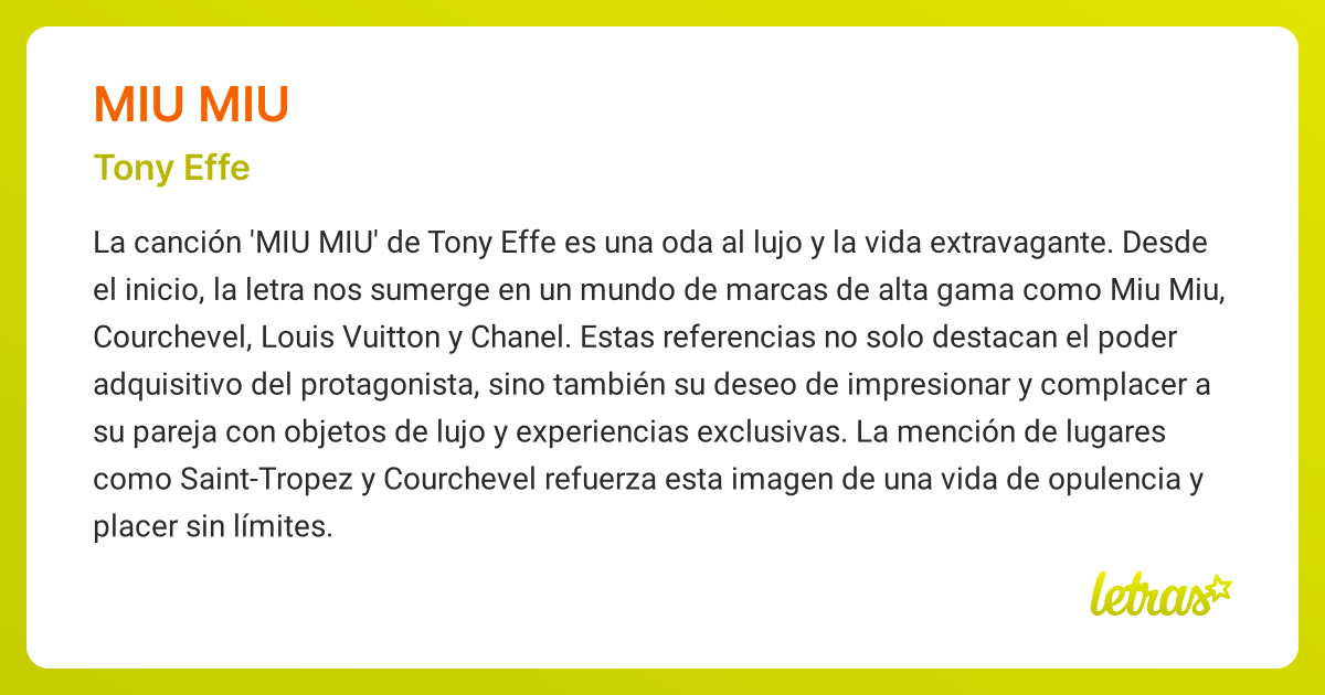 Significado de la canción MIU MIU (Tony Effe) - LETRAS.COM