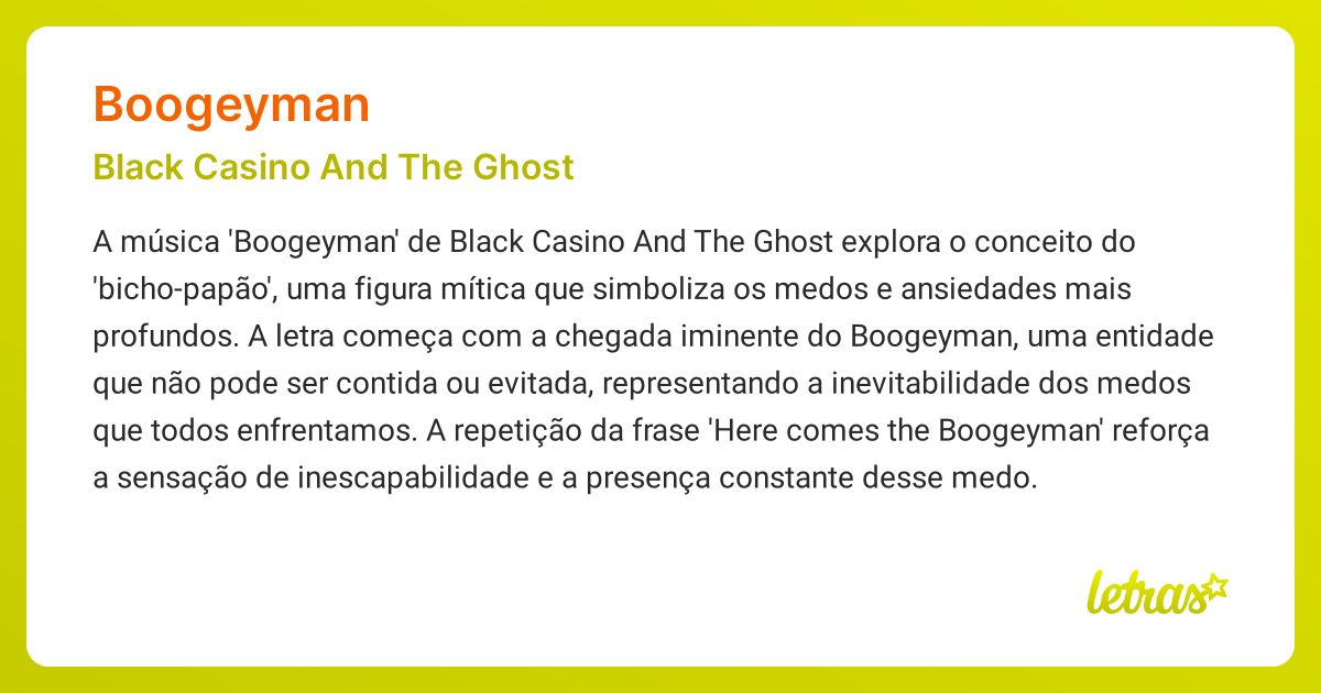 Significado da música BOOGEYMAN (Black Casino And The Ghost) - LETRAS ...