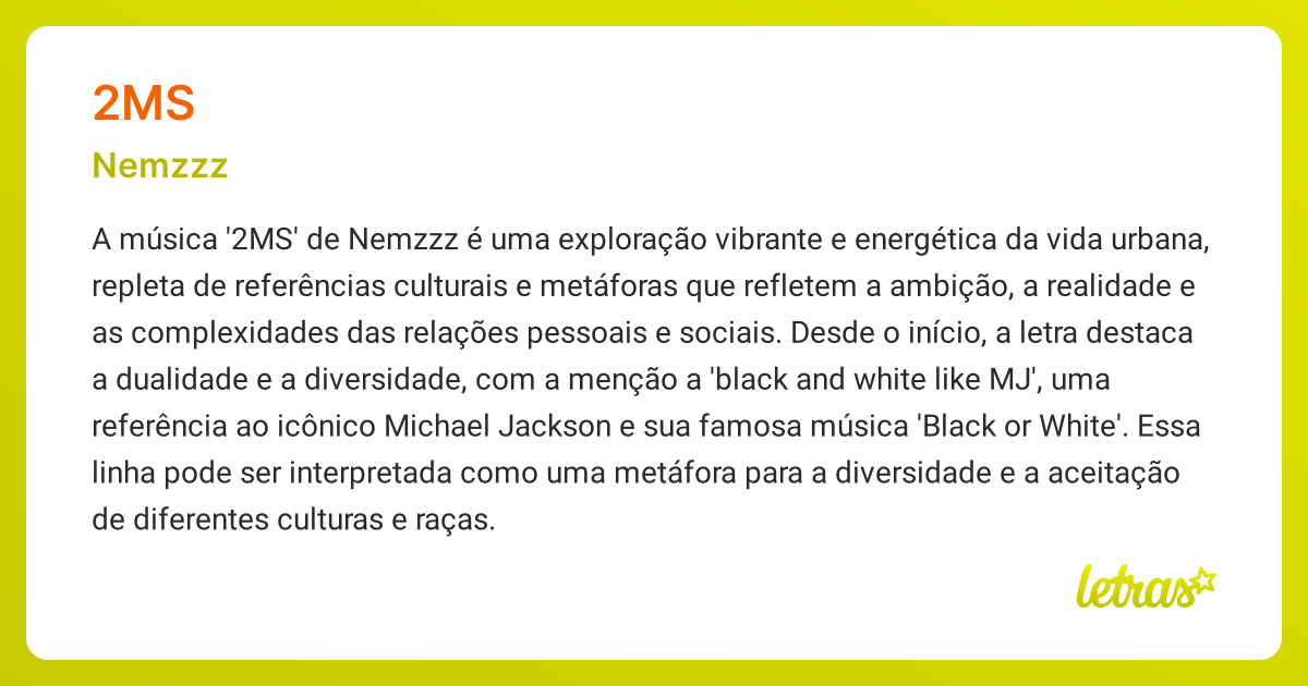 Significado da música 2MS (Nemzzz) - LETRAS.MUS.BR