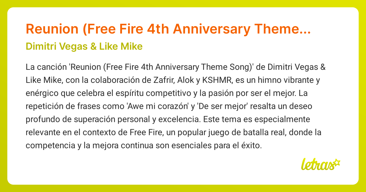 Significado de la canción Reunion (Free Fire 4th Anniversary Theme Song ...