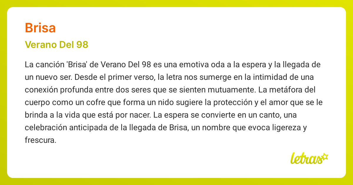 Significado de la canción BRISA (Verano Del 98) - LETRAS.COM