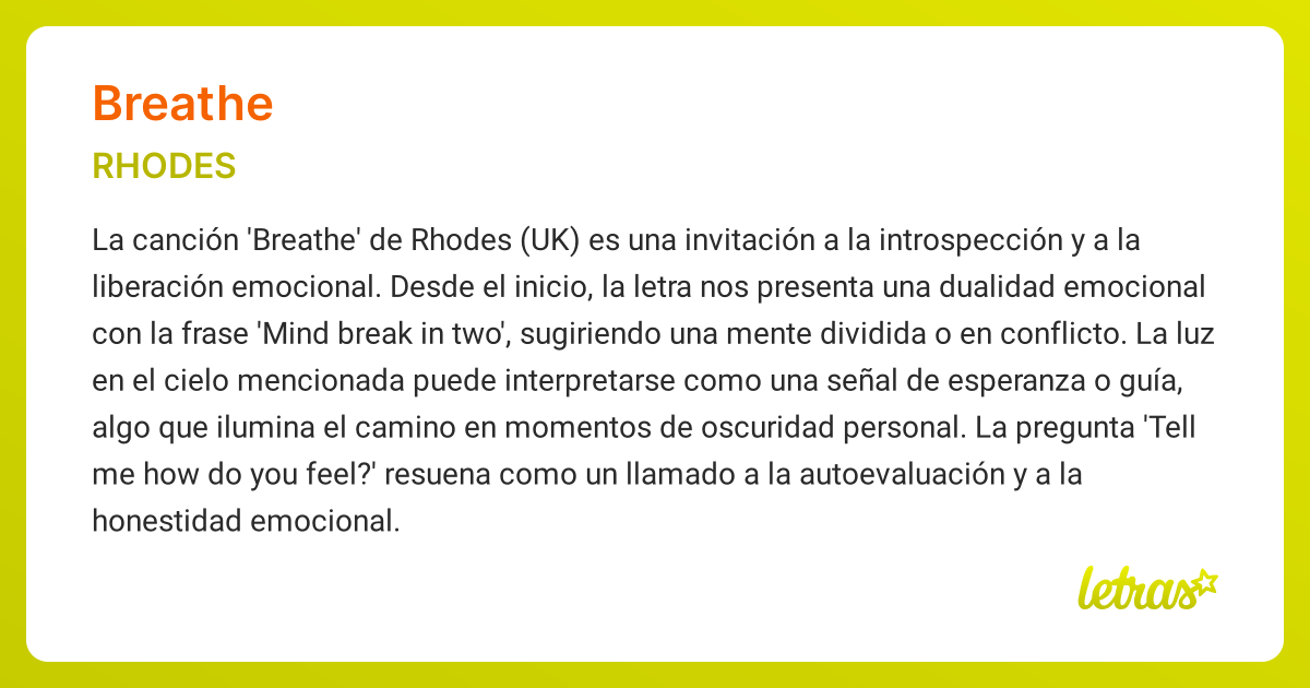 Significado de la canción BREATHE (RHODES) - LETRAS.COM