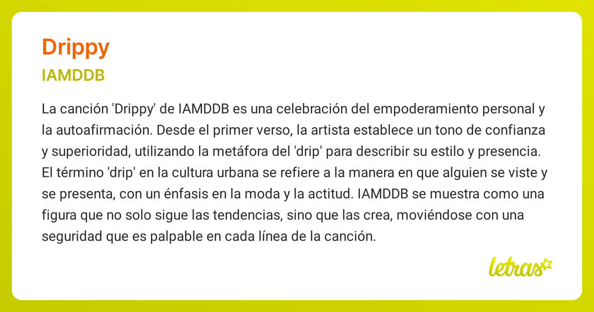 Significado de la canción DRIPPY (IAMDDB) - LETRAS.COM