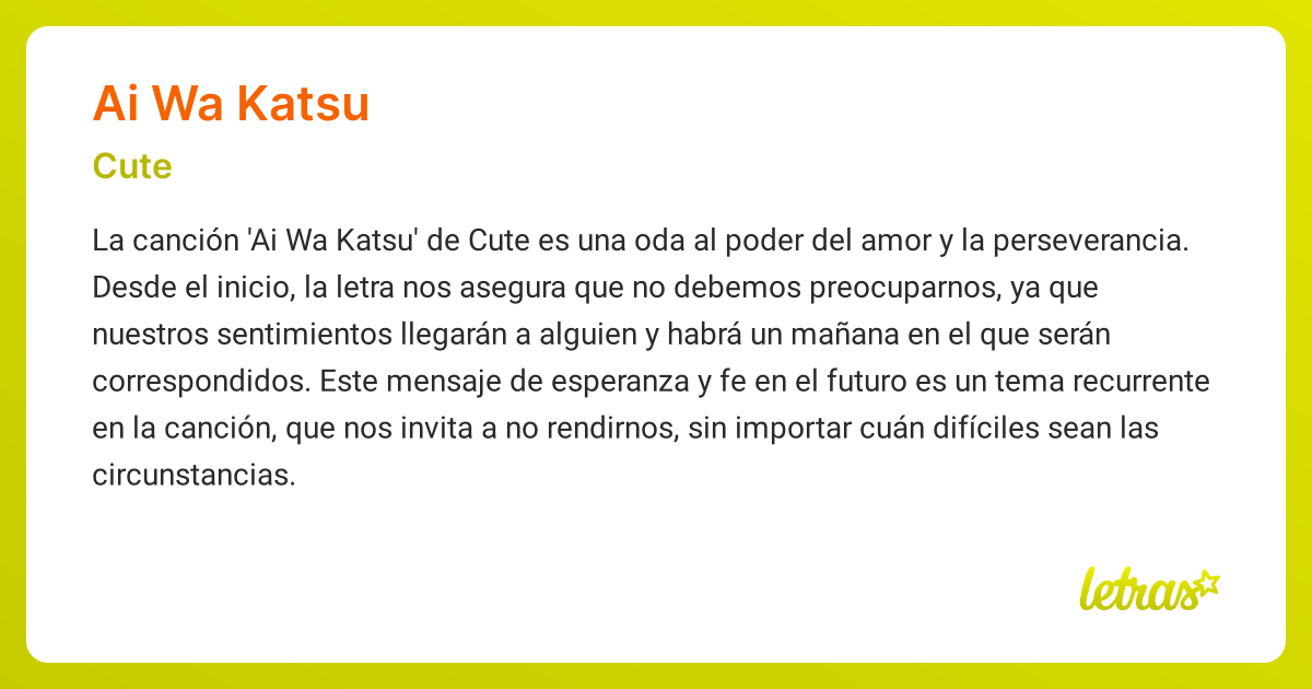 Significado de la canción AI WA KATSU (Cute) - LETRAS.COM