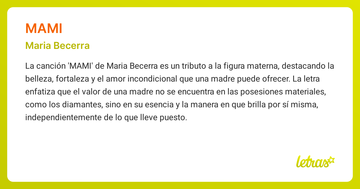 Significado de la canción MAMI (Maria Becerra) - LETRAS.COM