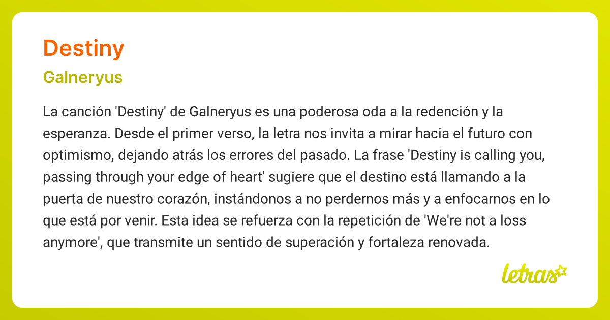 Significado de la canción DESTINY (Galneryus) - LETRAS.COM