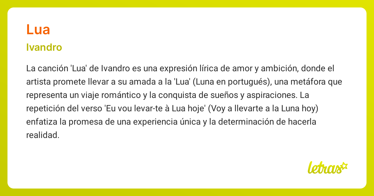 Significado de la canción LUA (Ivandro) - LETRAS.COM