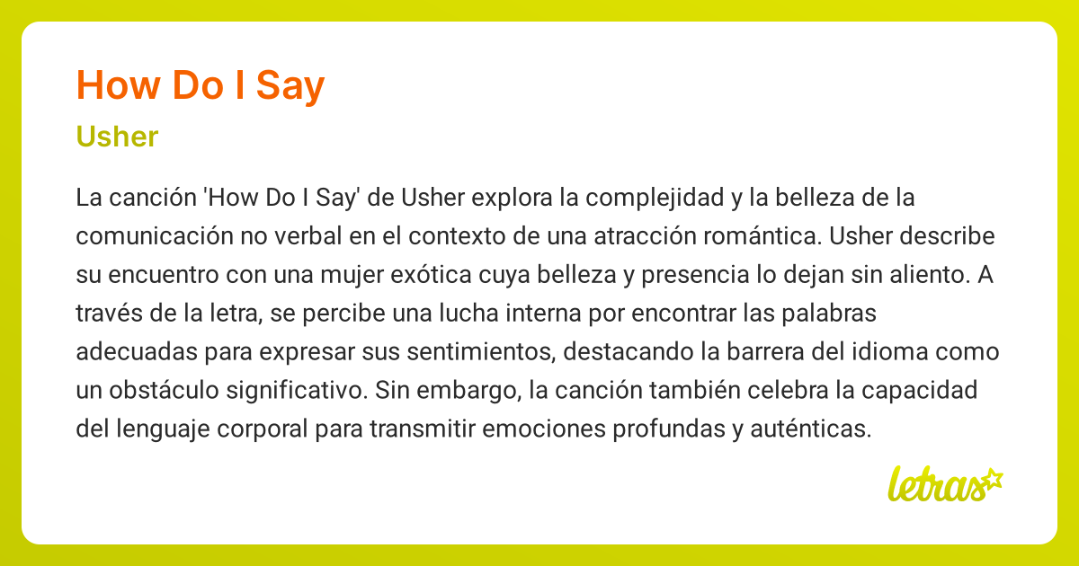 Significado de la canción HOW DO I SAY (Usher) - LETRAS.COM