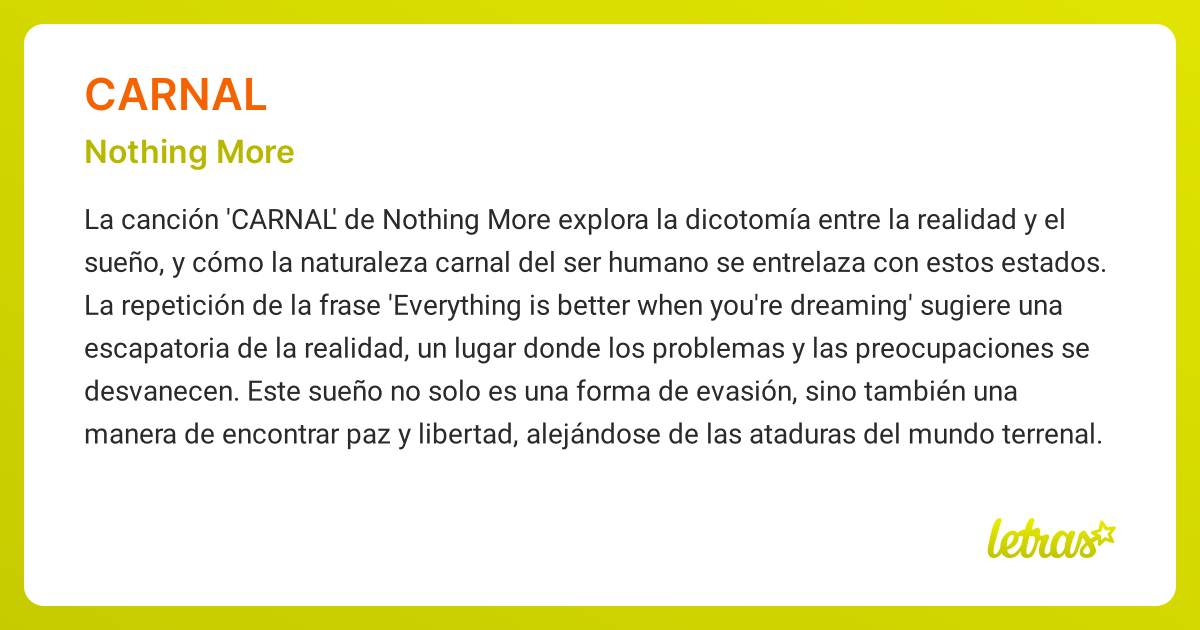 Significado de la canción CARNAL (Nothing More) - LETRAS.COM