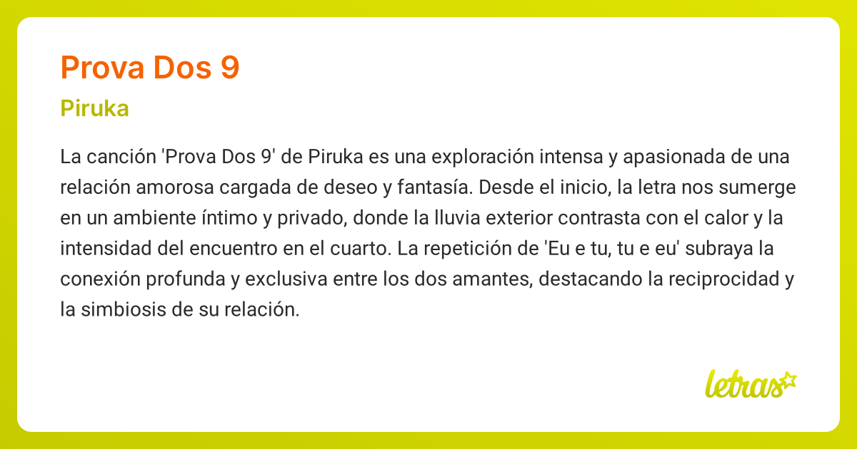Significado de la canción PROVA DOS 9 (Piruka) - LETRAS.COM
